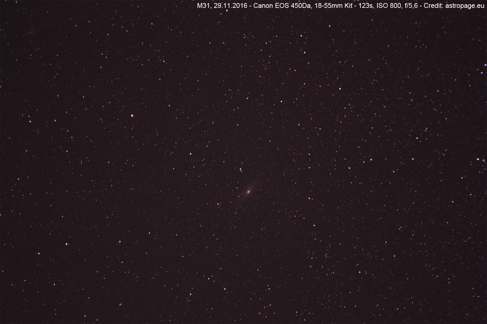 Orion, Andromeda-Galaxie und die Plejaden vom 29.11.2016 | astropage.eu