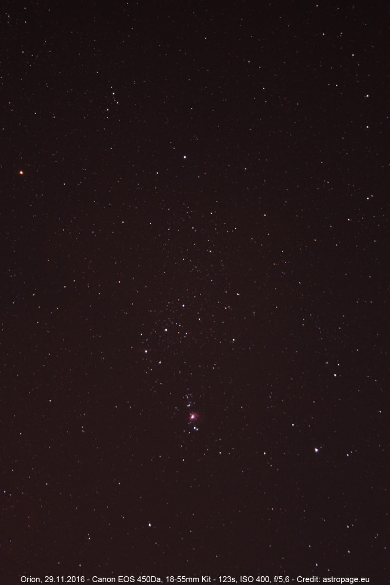 Orion, Andromeda-Galaxie und die Plejaden vom 29.11.2016 | astropage.eu